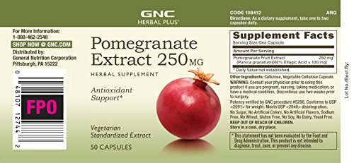 GNC Herbal Plus 250mg pomegranate extract
