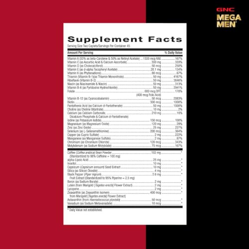 GNC Mega Men multivitamin for seniors