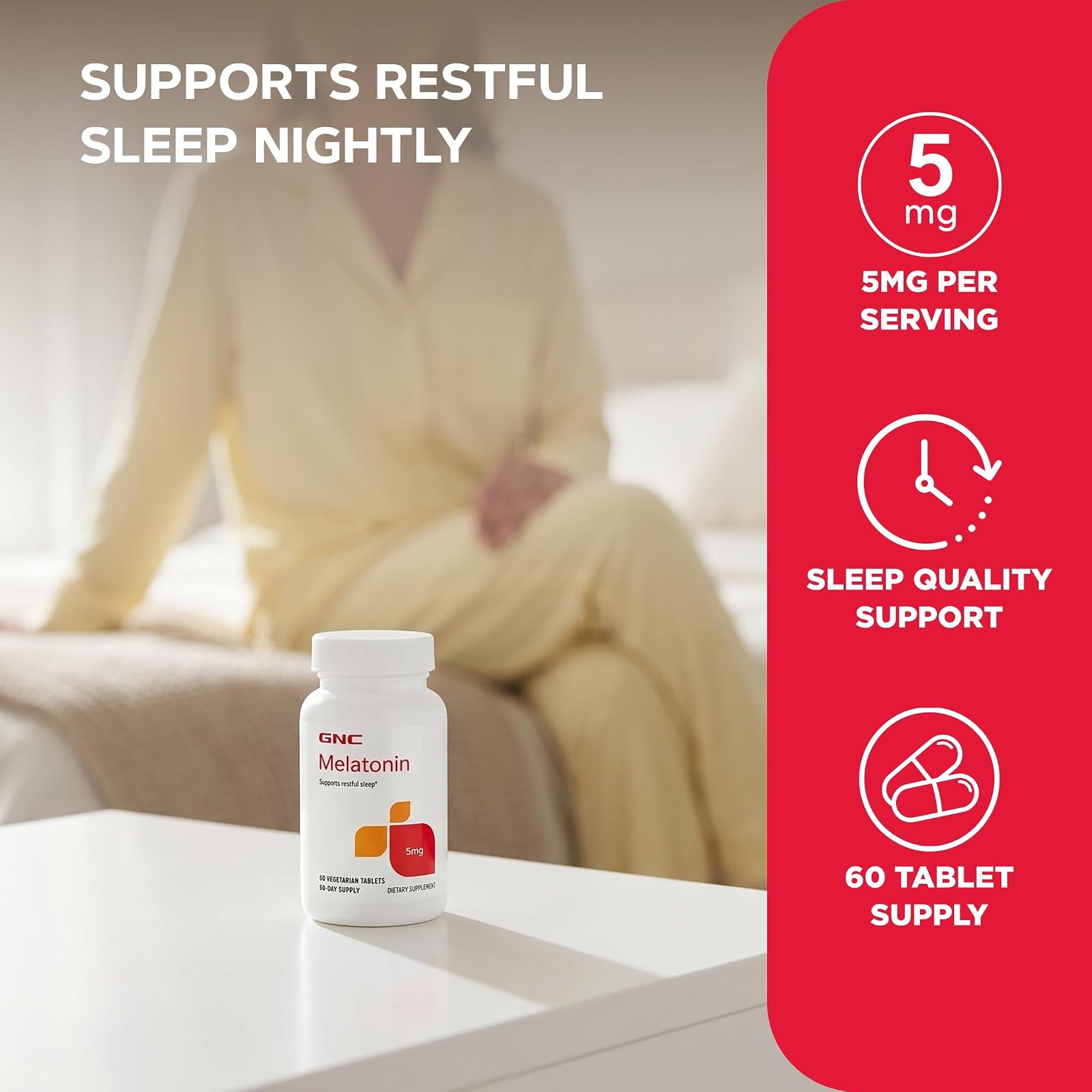 GNC melatonin for improved sleep quality