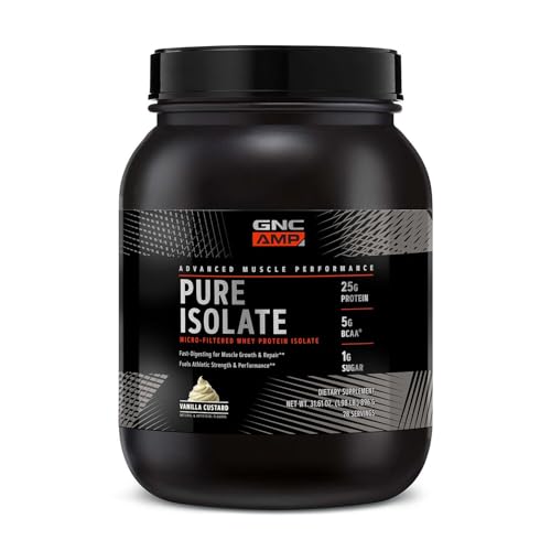 GNC whey protein vanilla custard flavour