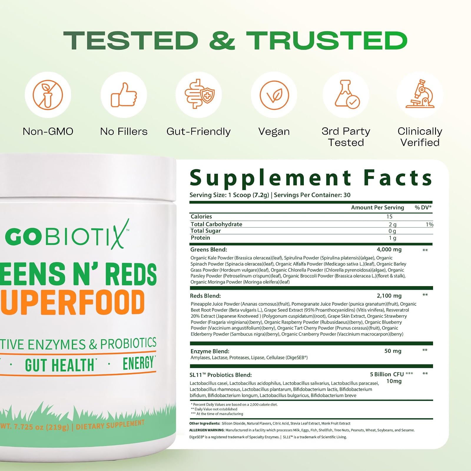 GOBIOTIX greens powders with natural ingredients