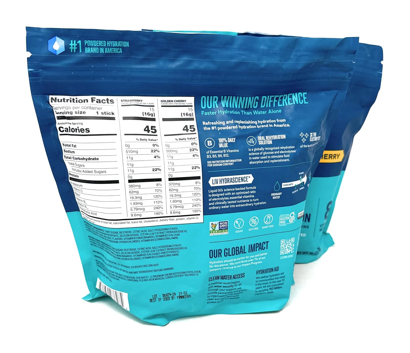 Golden cherry electrolyte powder packs