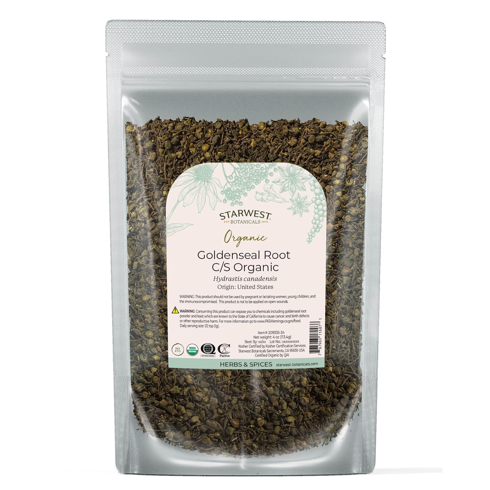 Goldenseal root cut for herbal remedies