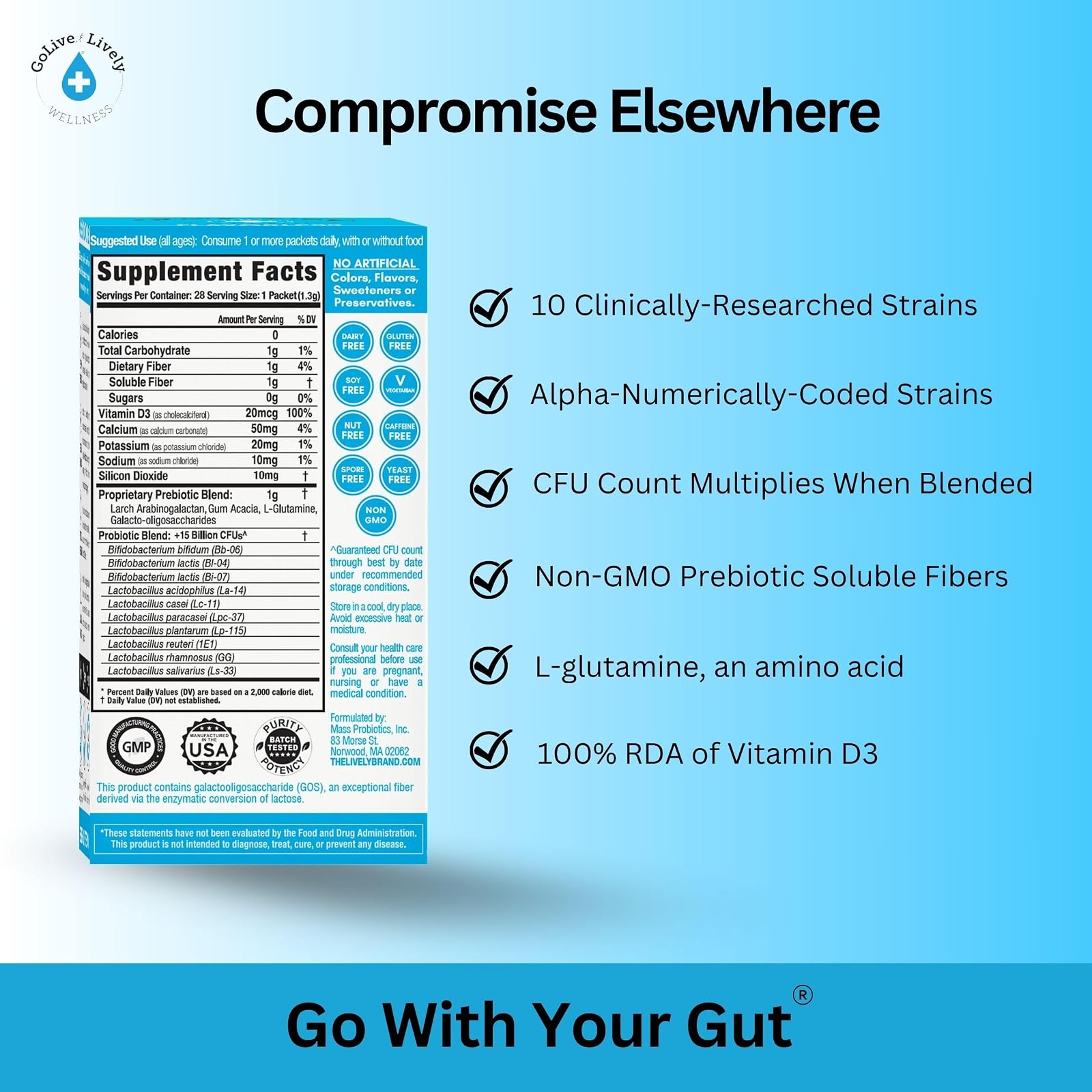 GoLive prebiotic powder for digestion