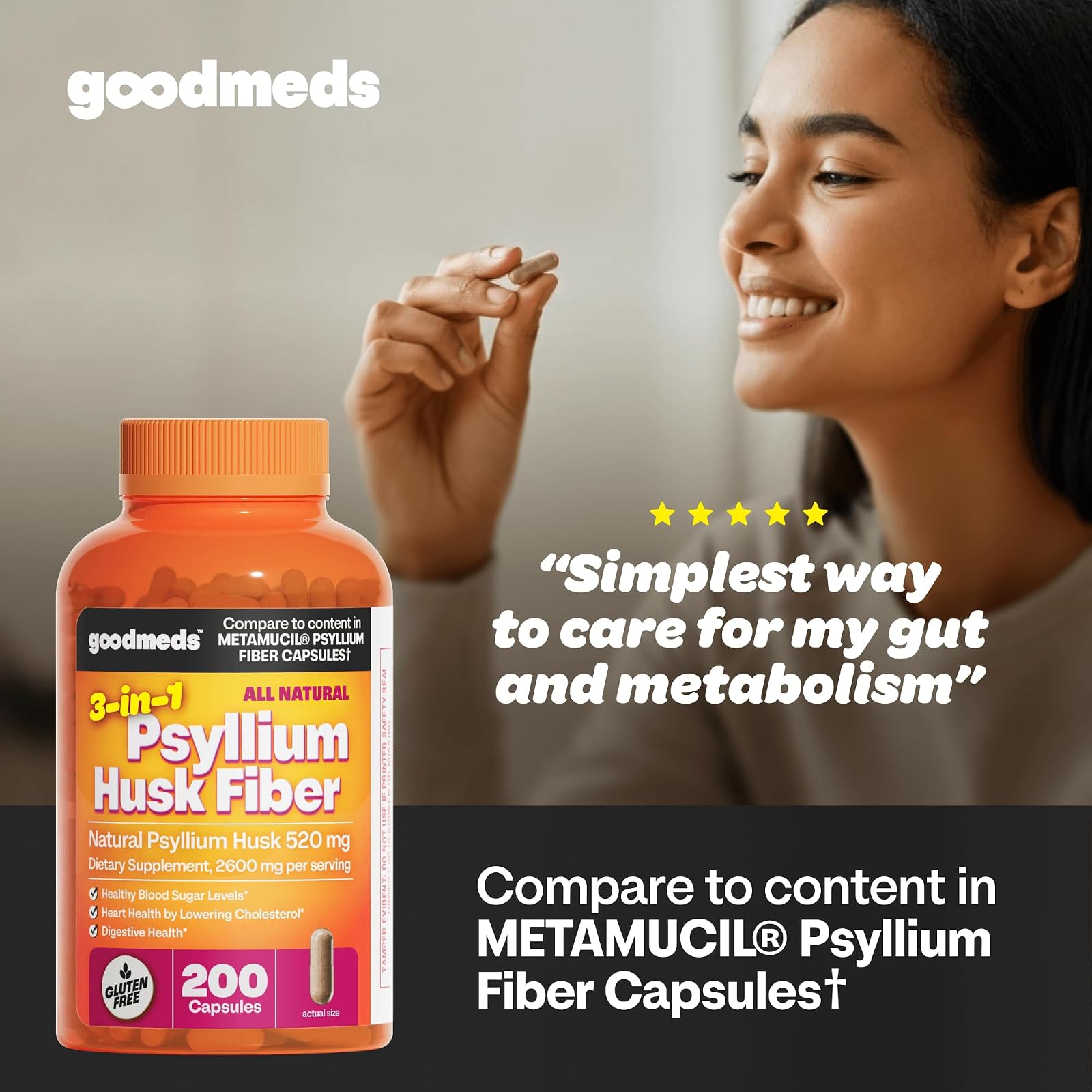 GoodMeds psyllium capsules for gut health