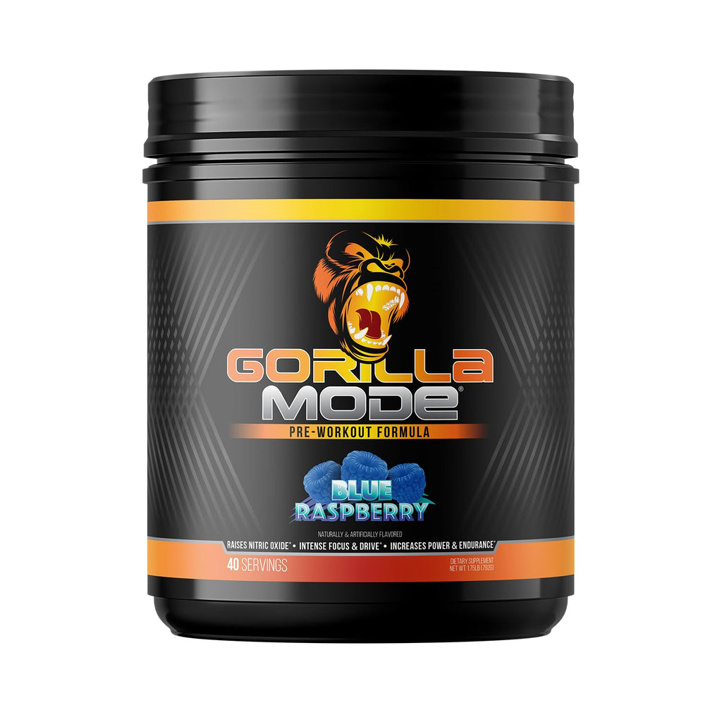 Gorilla Mode pre-workout blue raspberry flavour