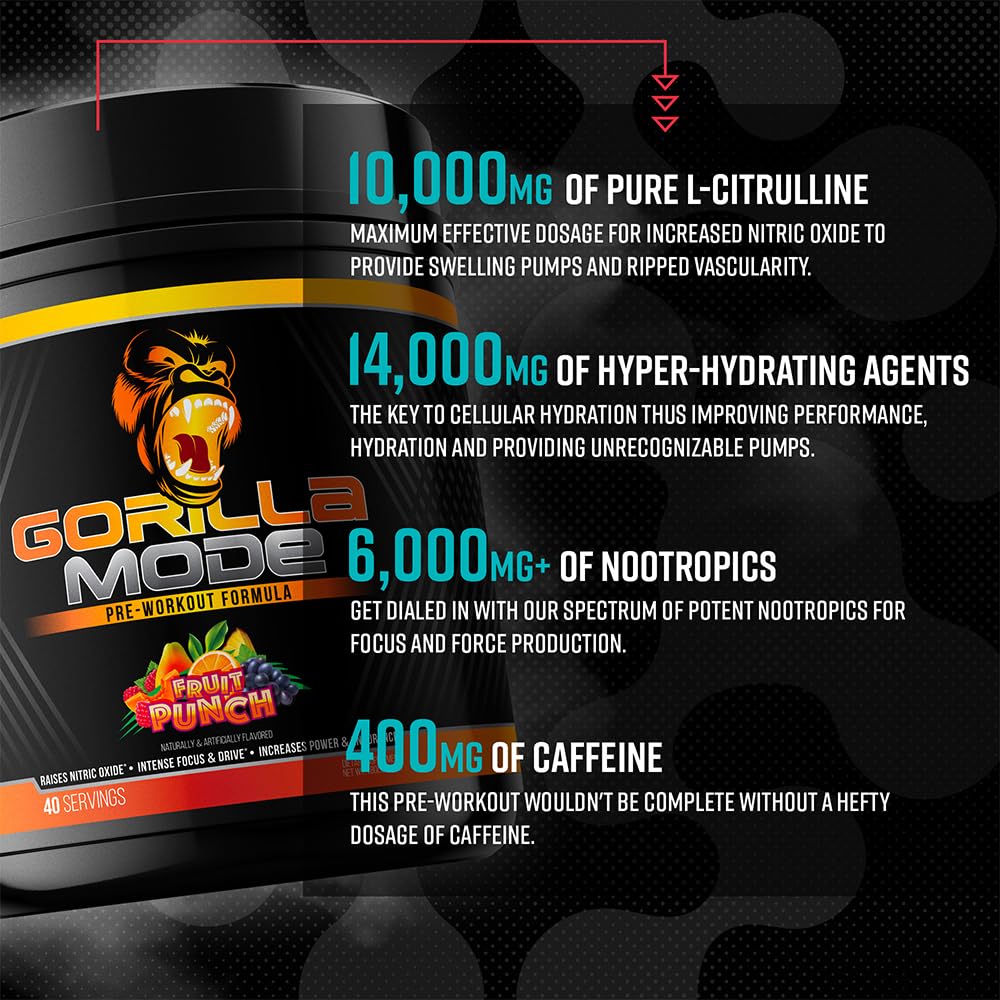 Gorilla Mode pre-workout with powerful ingredients