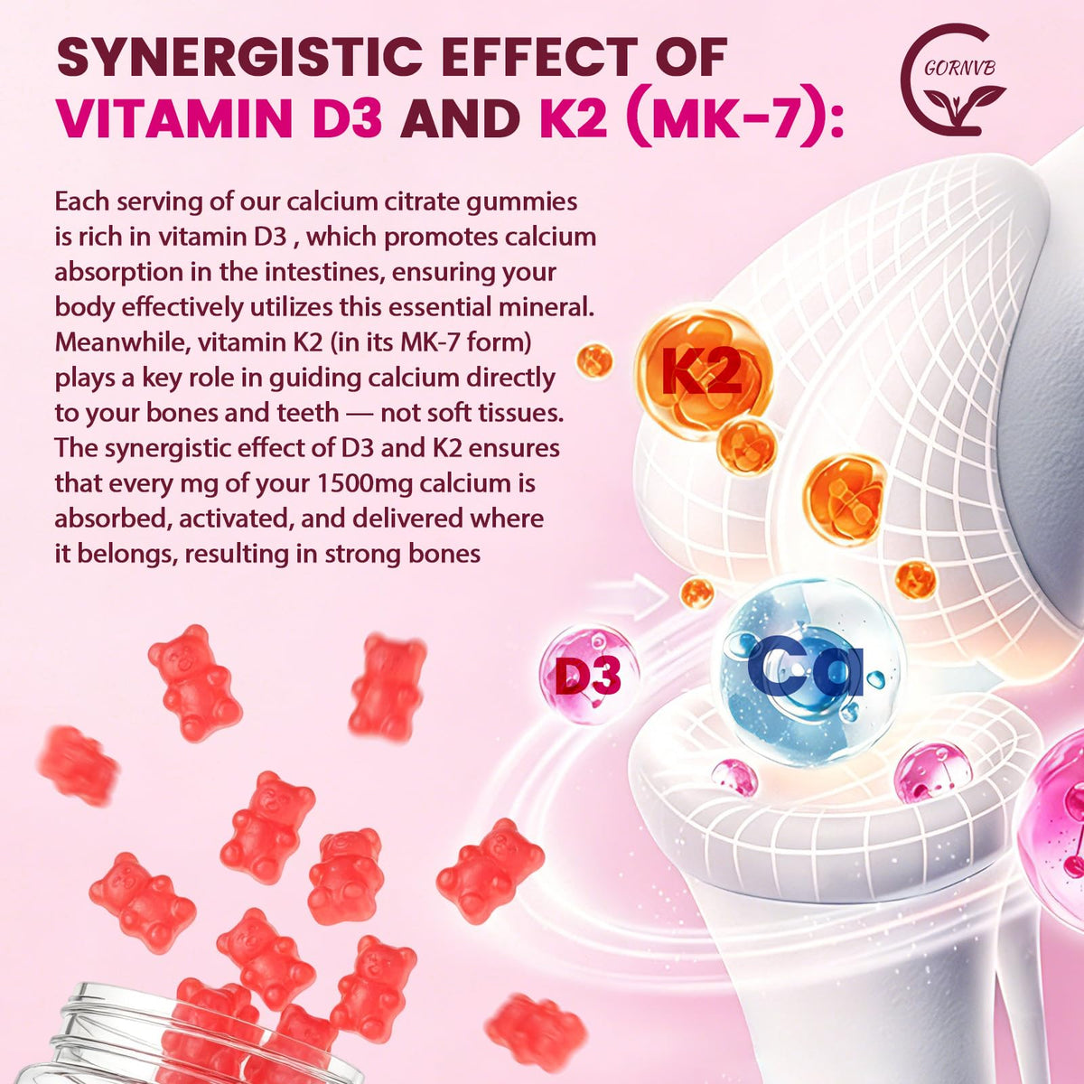 GORNVB calcium gummies for bone density