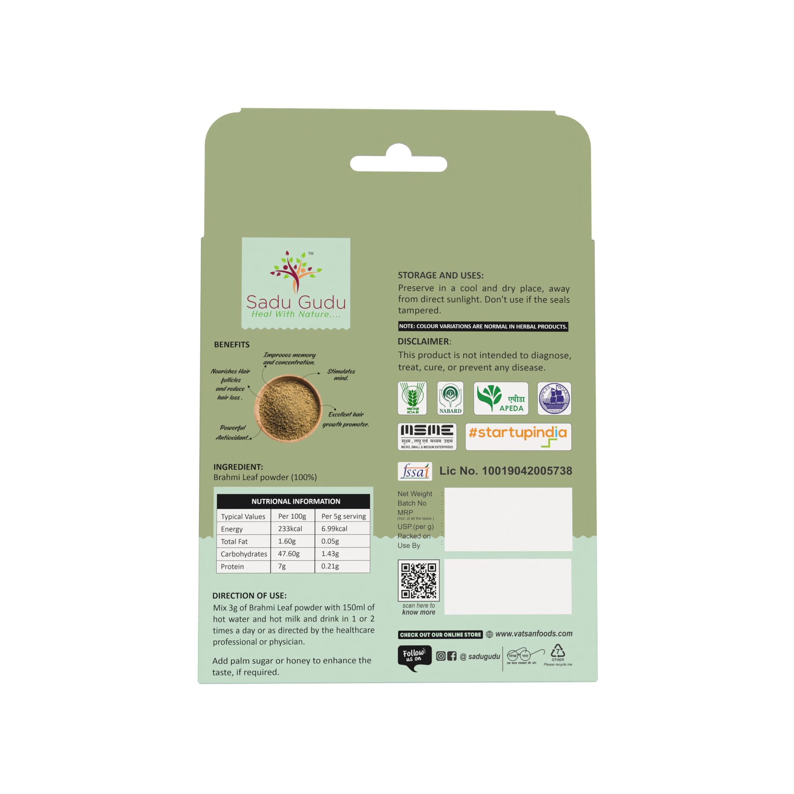 Gotu Kola powder for mental clarity
