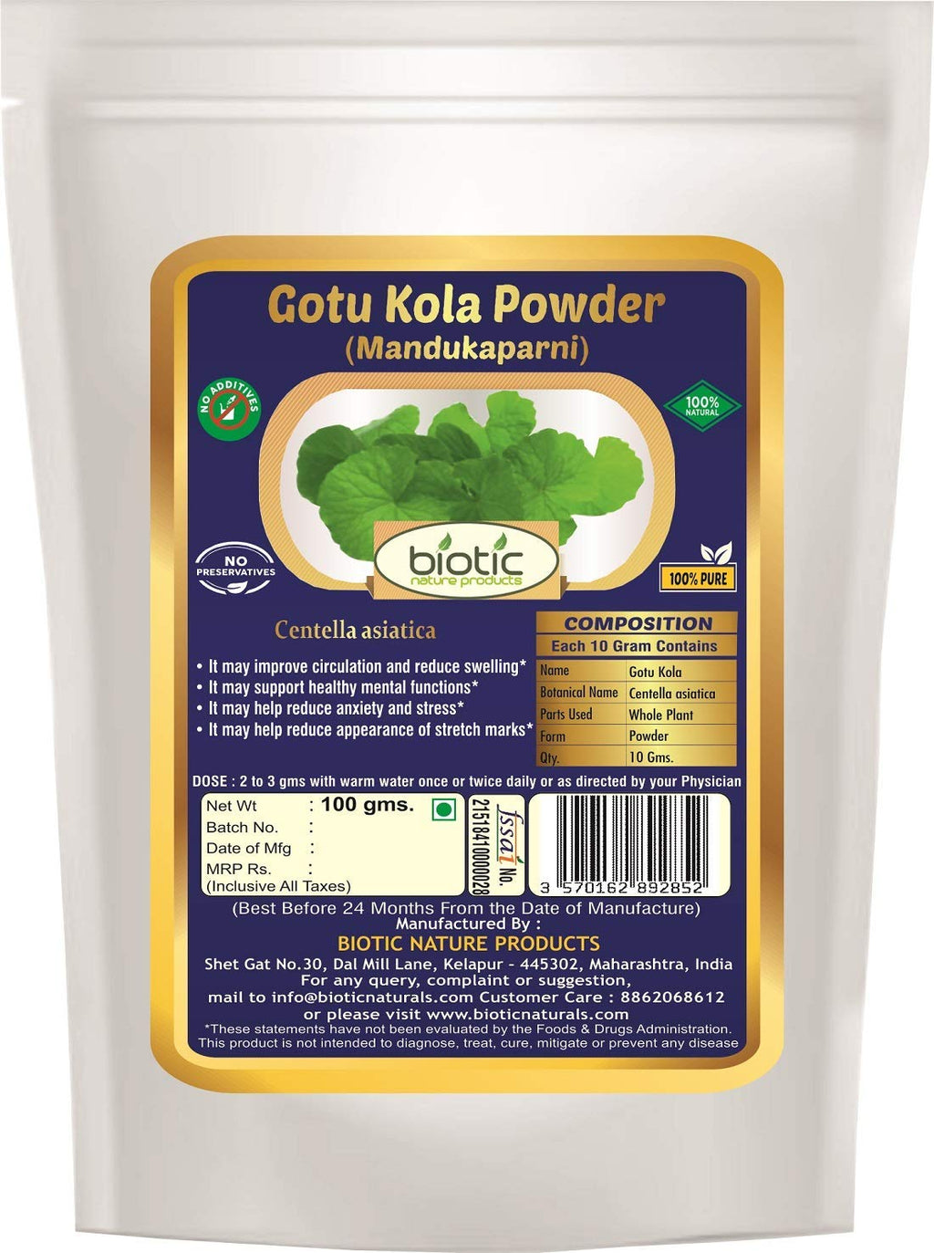 gotu kola powder for skin health