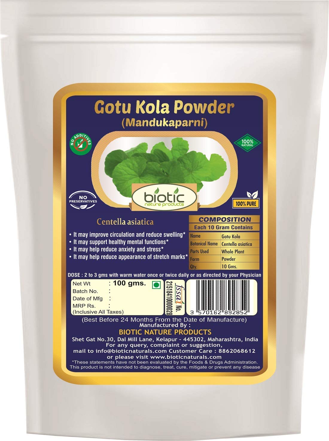 gotu kola powder for skin health