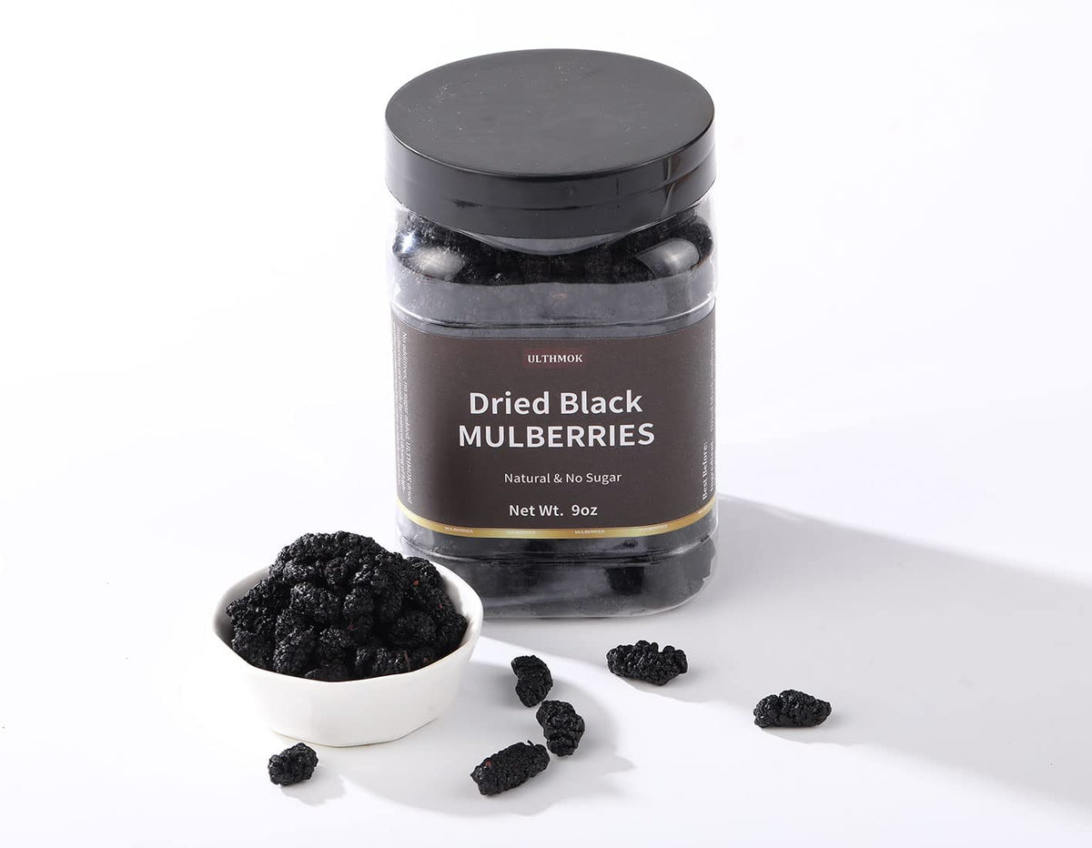 Gourmet dried black mulberries for herbal infusions