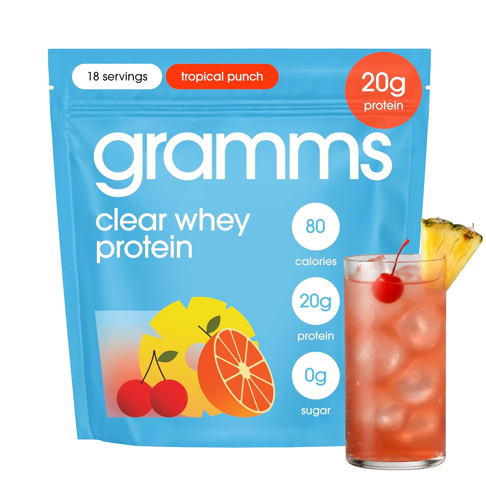 GRAMMS whey protein tropical punch flavour