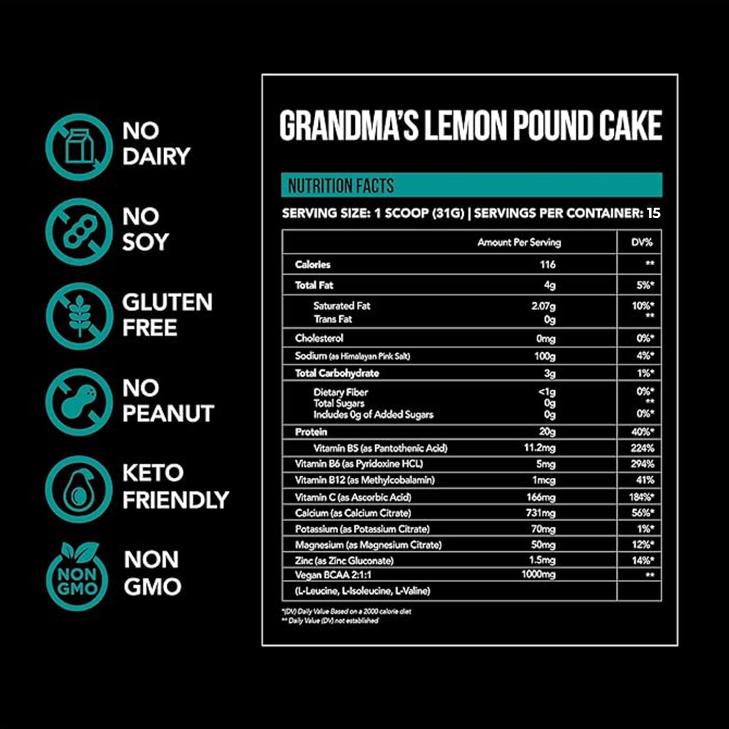 Grandma's Lemon Pound Cake protein
