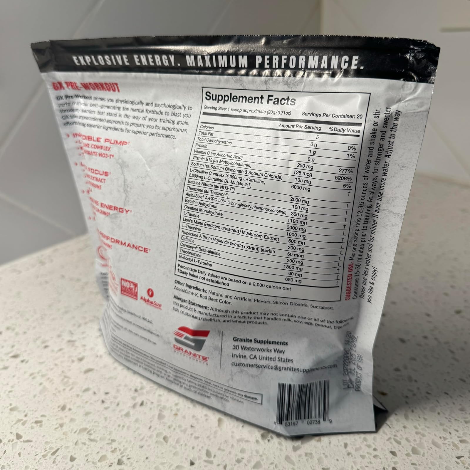 Granite pre-workout for enhanced performance