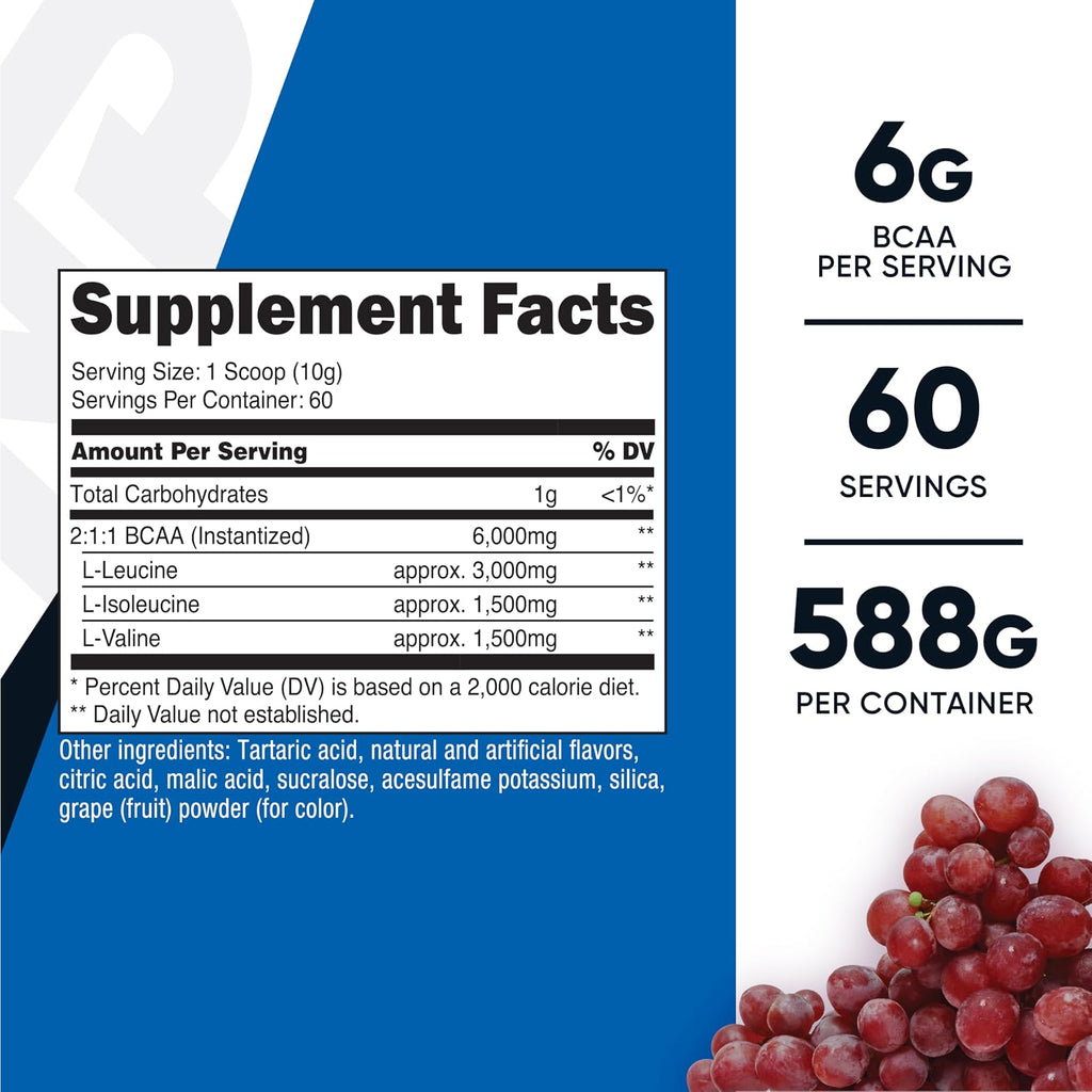 Grape flavour BCAA powder for workouts