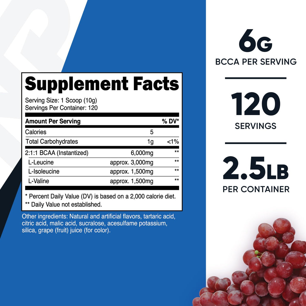 Grape flavour BCAA powder for workouts