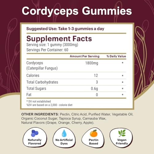 Grape flavour cordyceps mushroom gummies