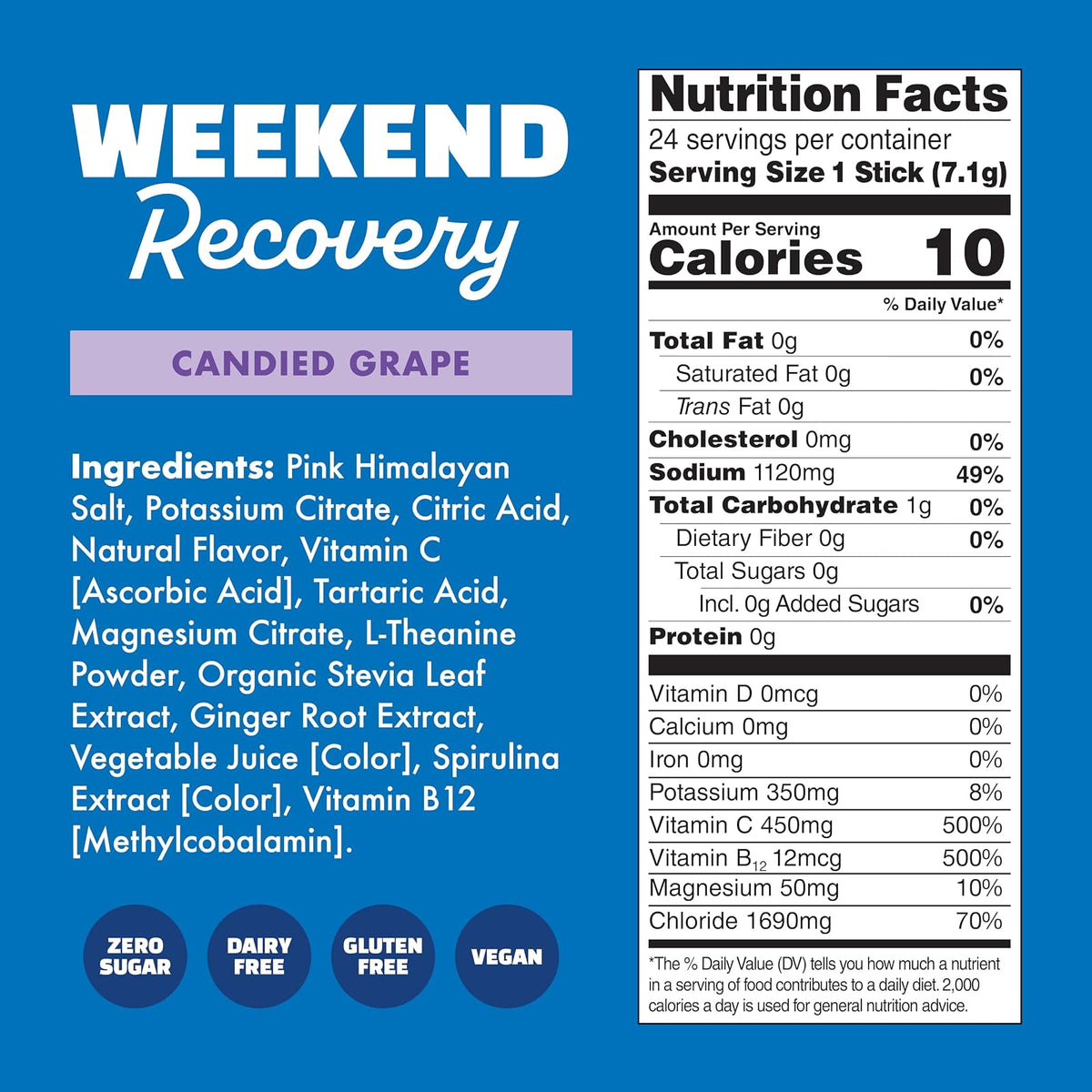 Grape flavour electrolyte drink mix