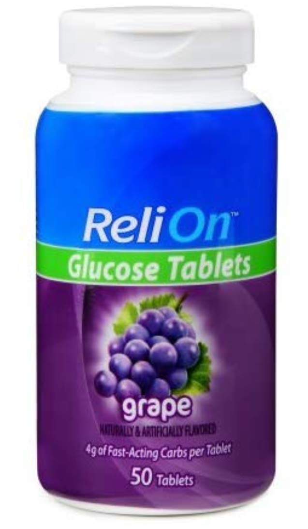 Grape flavour glucose tablets for blood sugar support