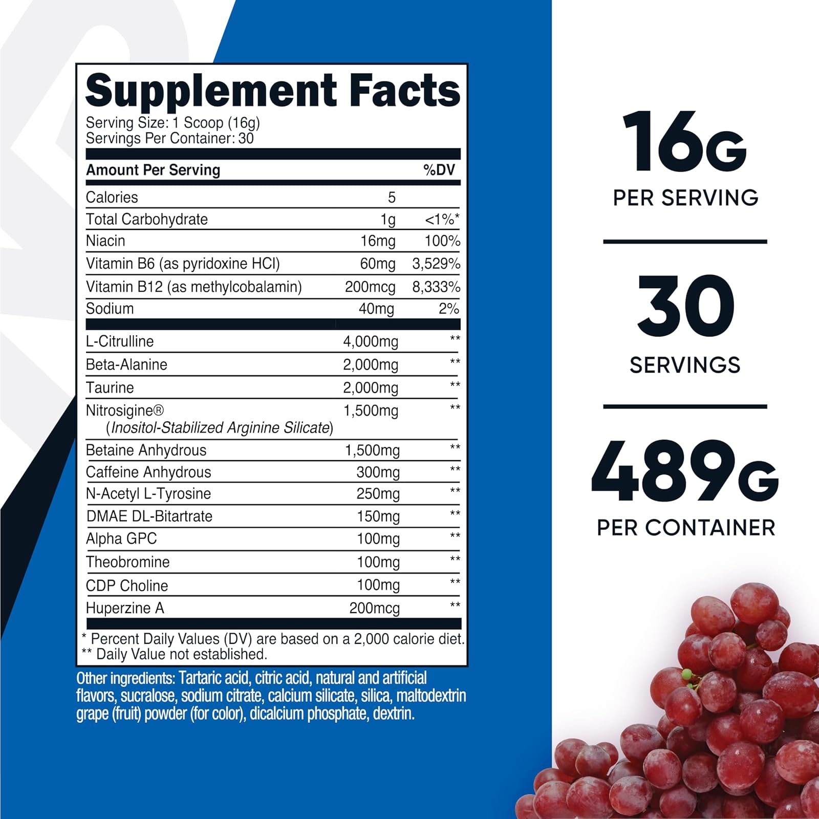 Grape flavour pre-workout for workouts