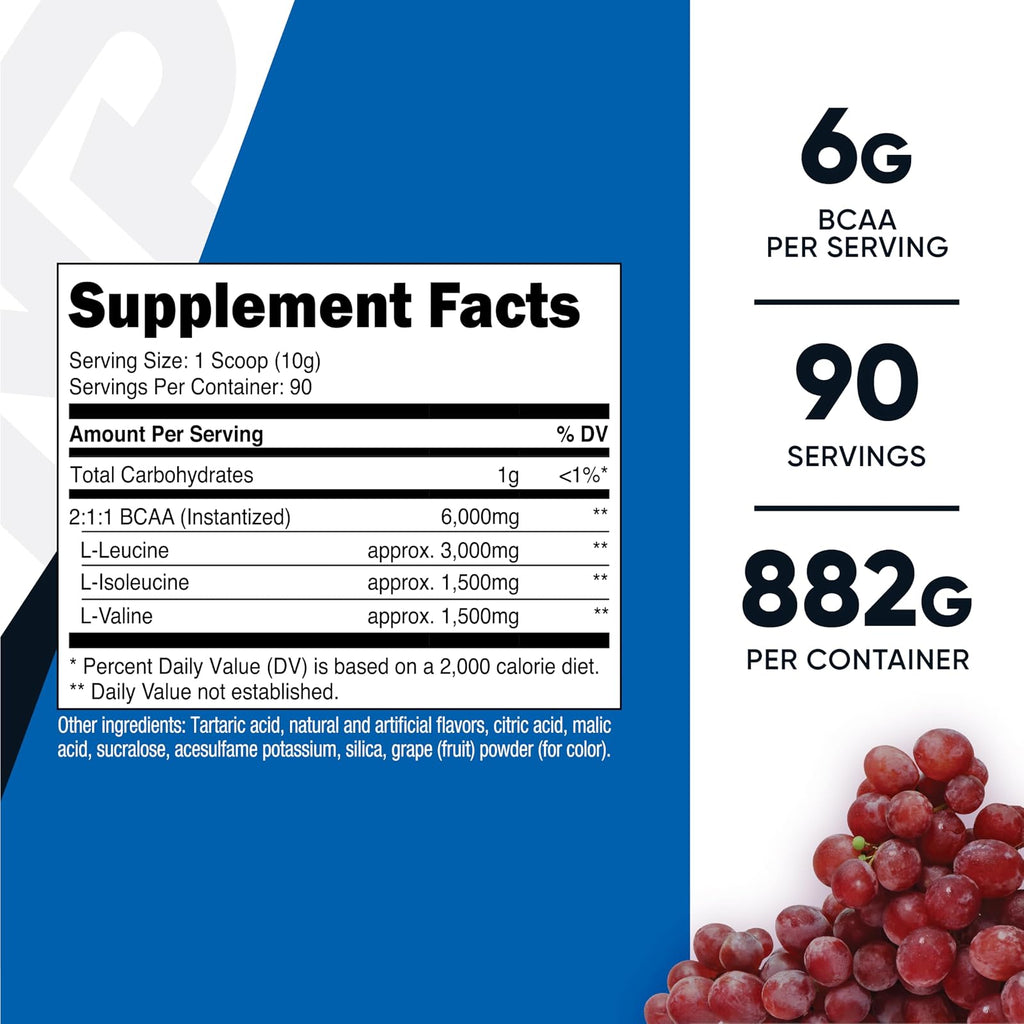 Grape flavoured BCAA powder for workouts