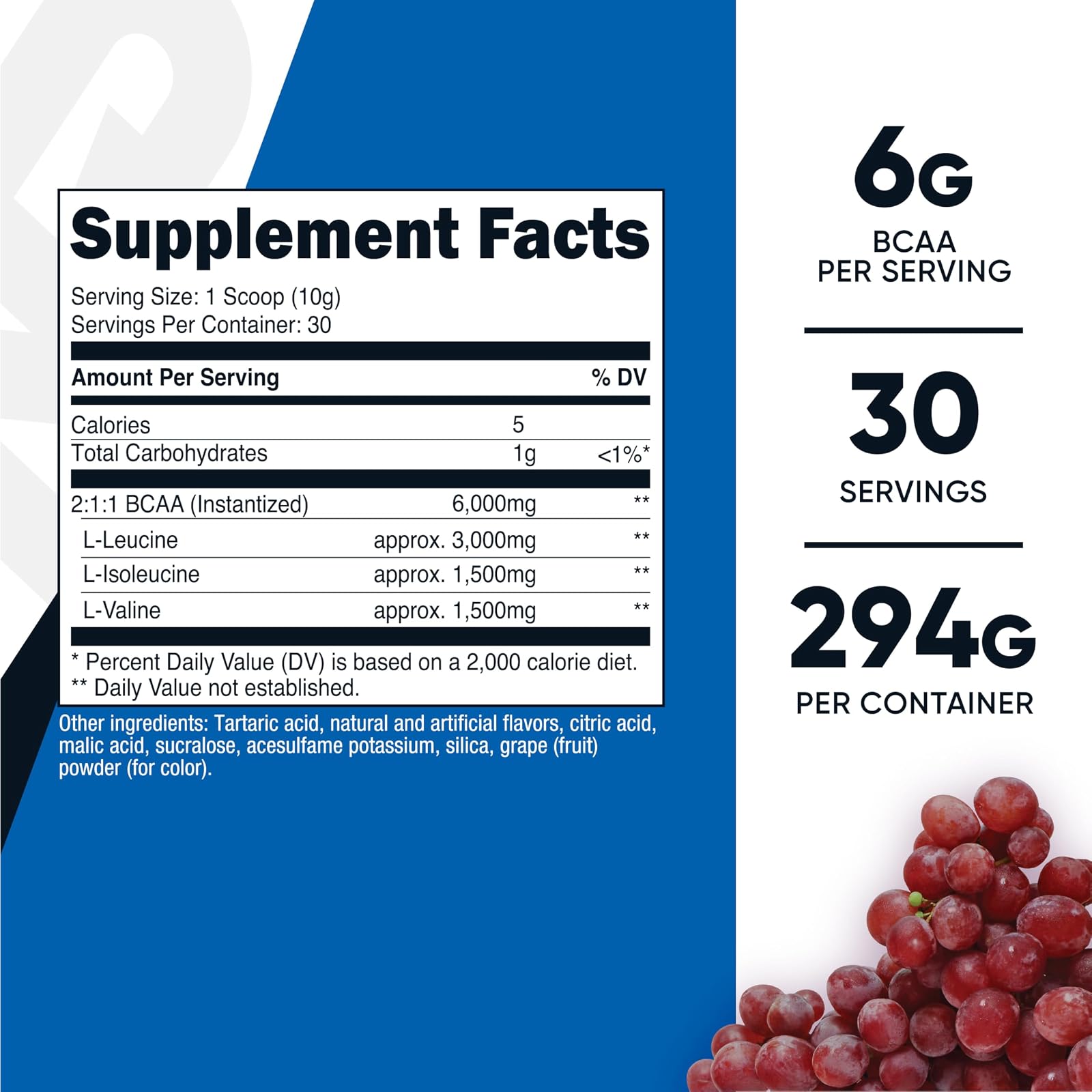 Grape flavoured BCAA supplement for workouts