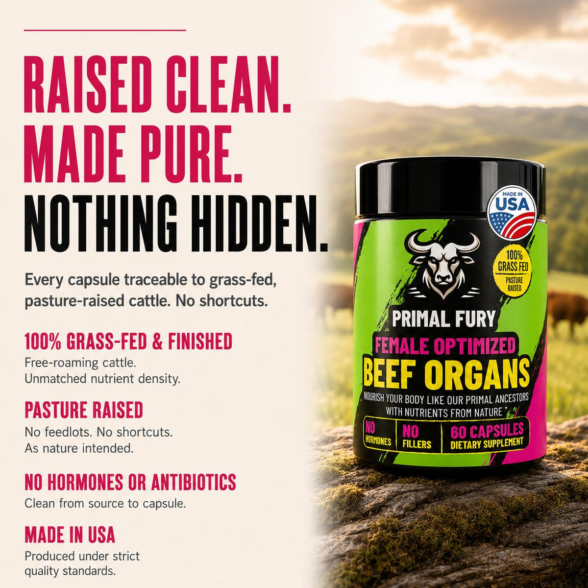 grass fed beef organ supplement capsules