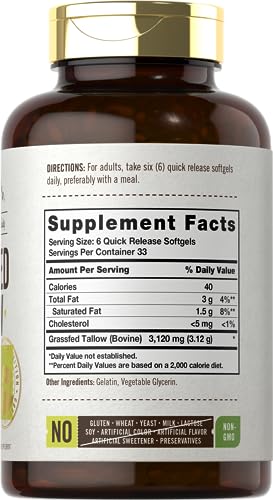 Grass fed beef tallow softgel capsules