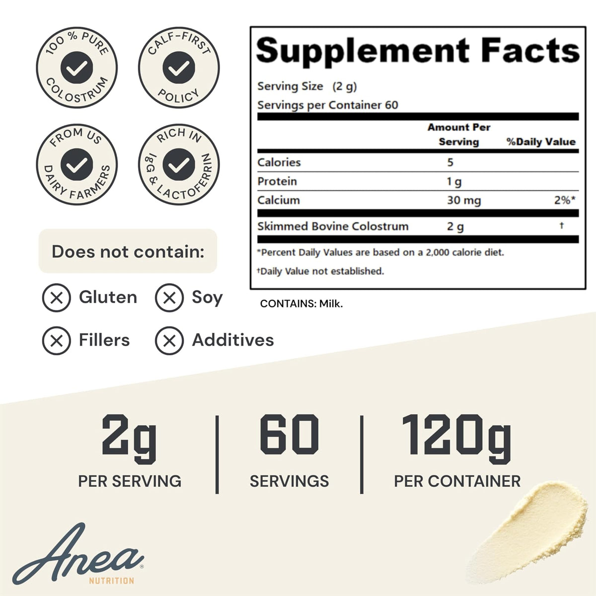 grass fed colostrum powder with no flavour