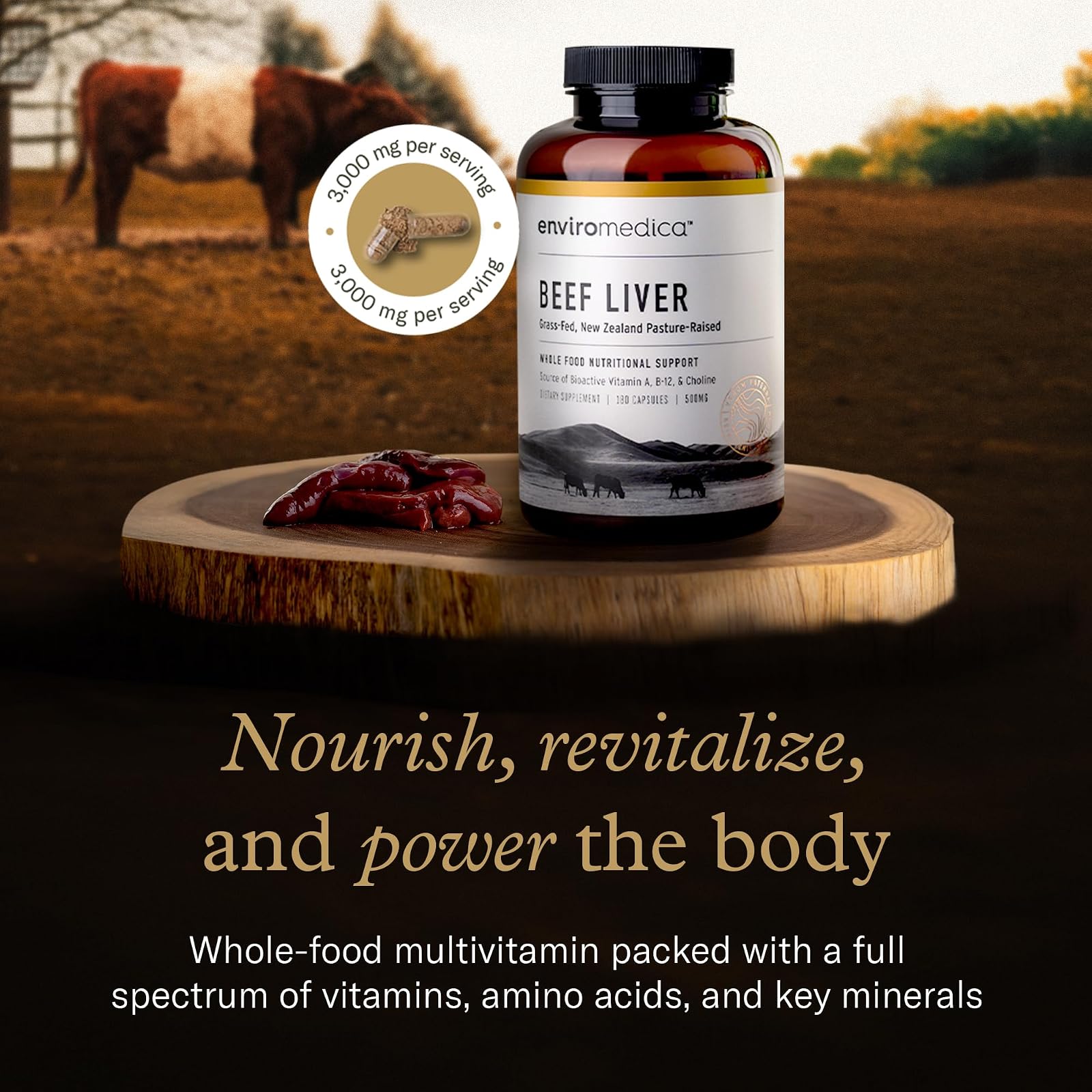 Grass fed liver for hair skin