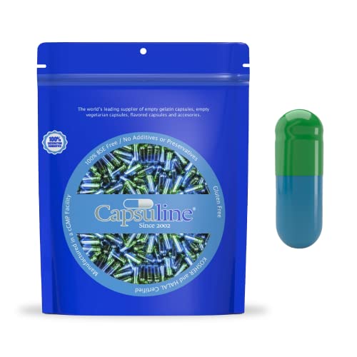 green blue empty gelatin capsules