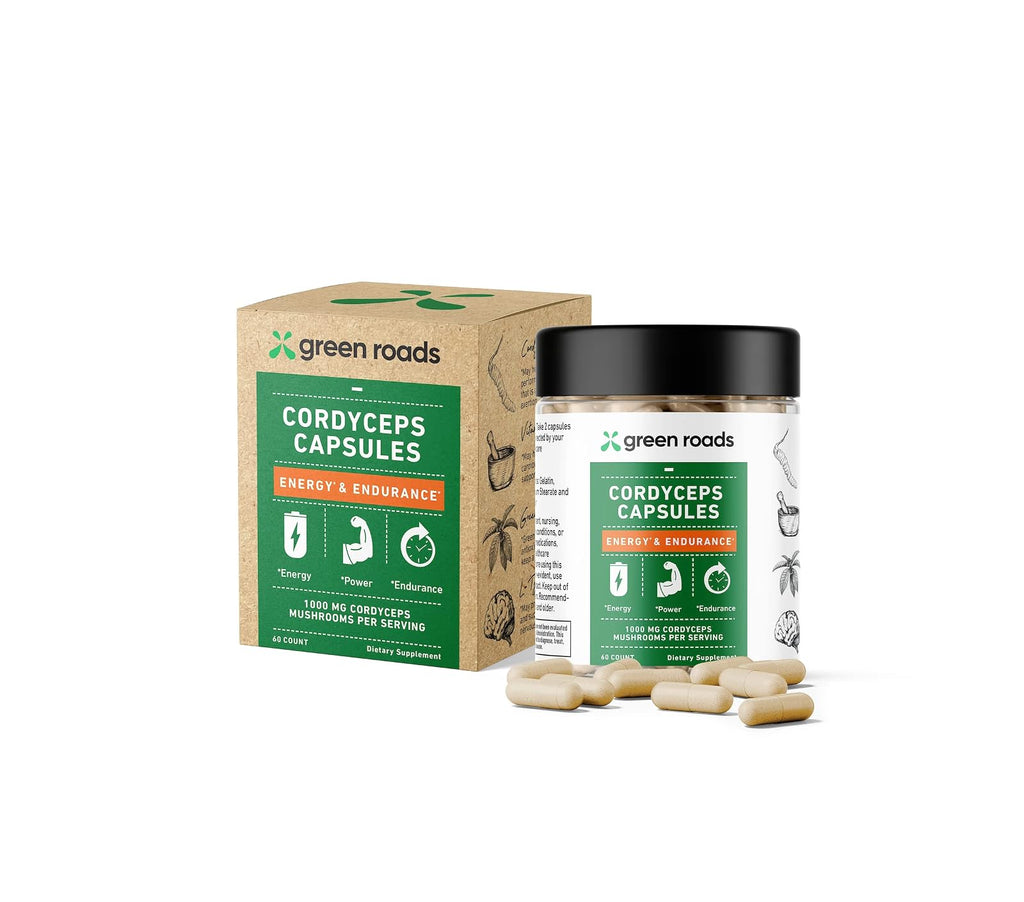 Green Roads cordyceps mushroom capsules for energy