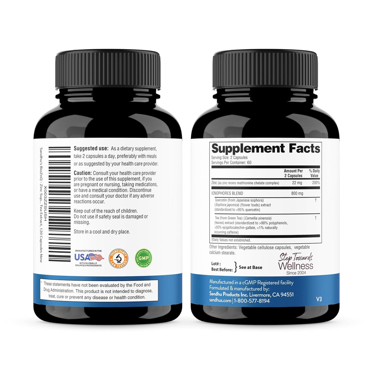 Green tea extract in zinc supplement