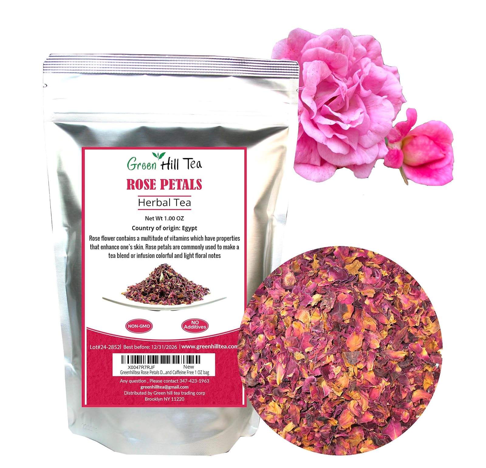Greenhilltea dried rose petals pouch