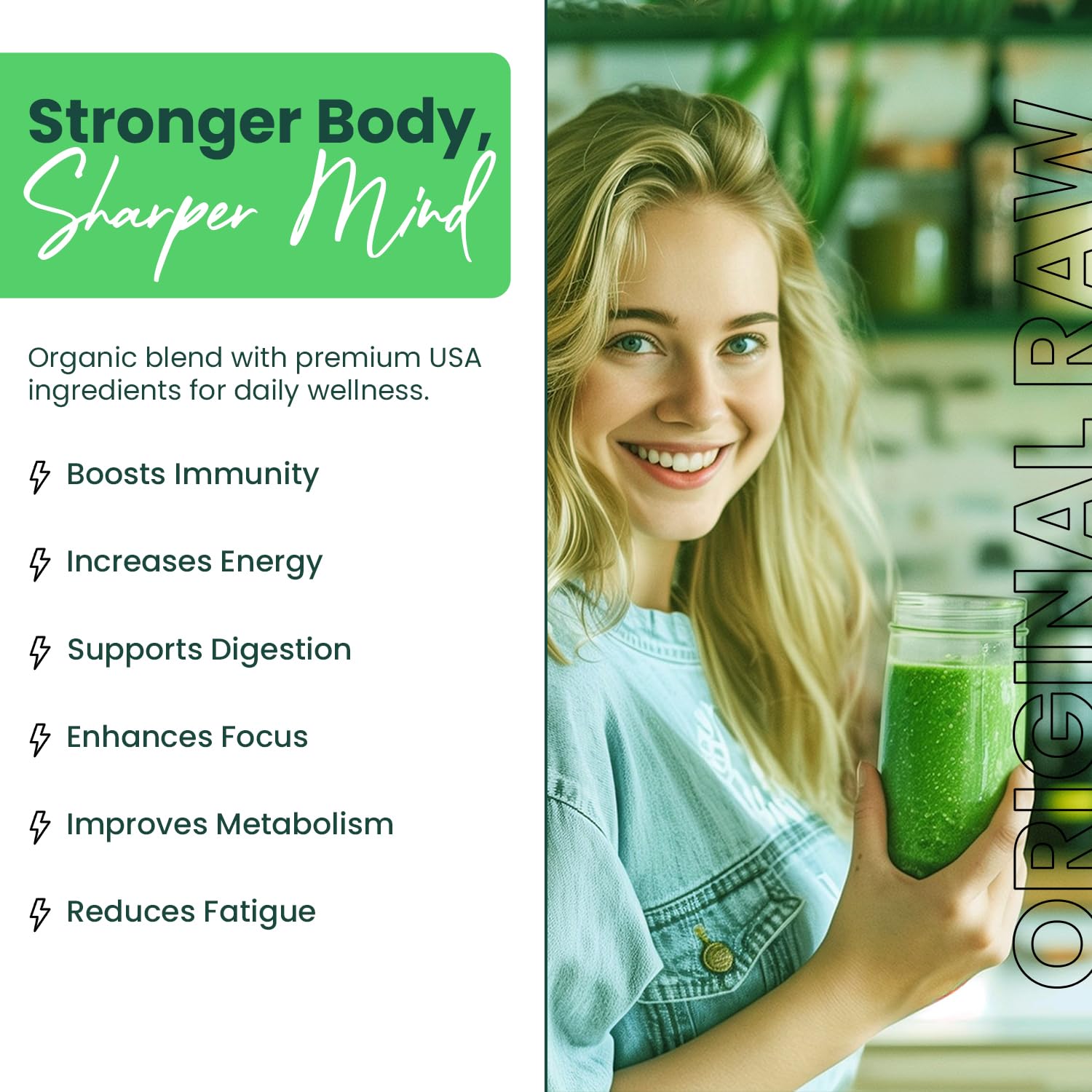 Greens+ Organic RAW Superfood Powder - Super Blend for Immune Support & Energy Boost, Vegan Dietary Supplement (8.46oz) - 5