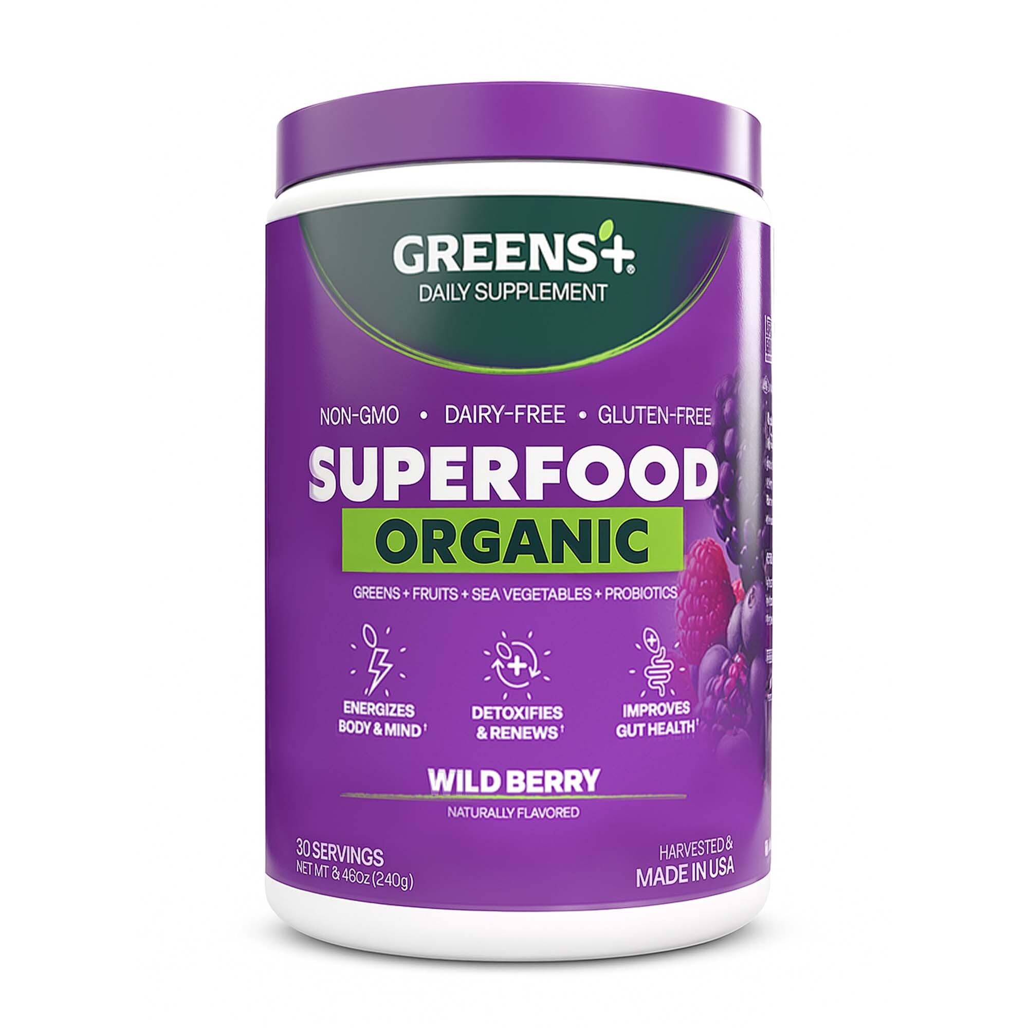 Greens+ organic wild berry powder