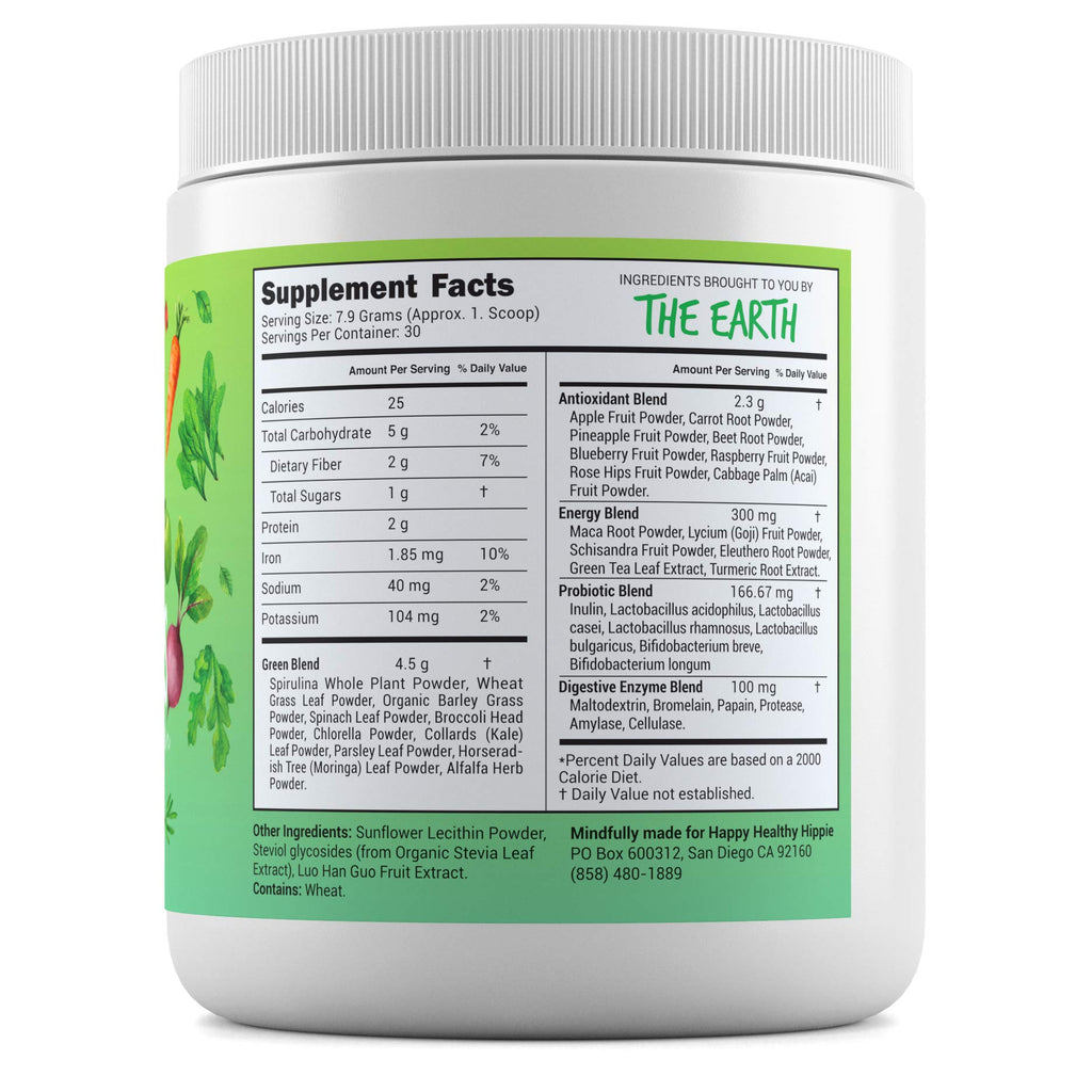Greens powder with enzymes and probiotics