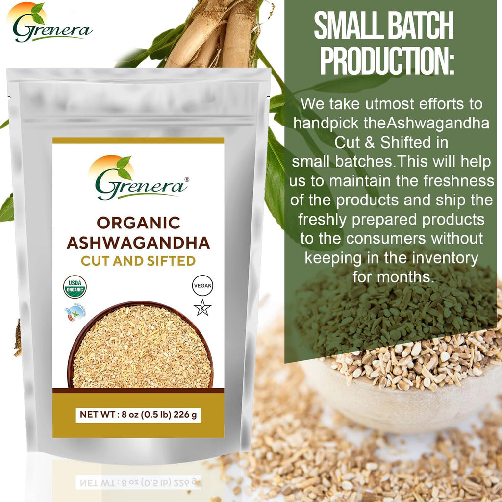 Grenera ashwagandha root cut and sifted