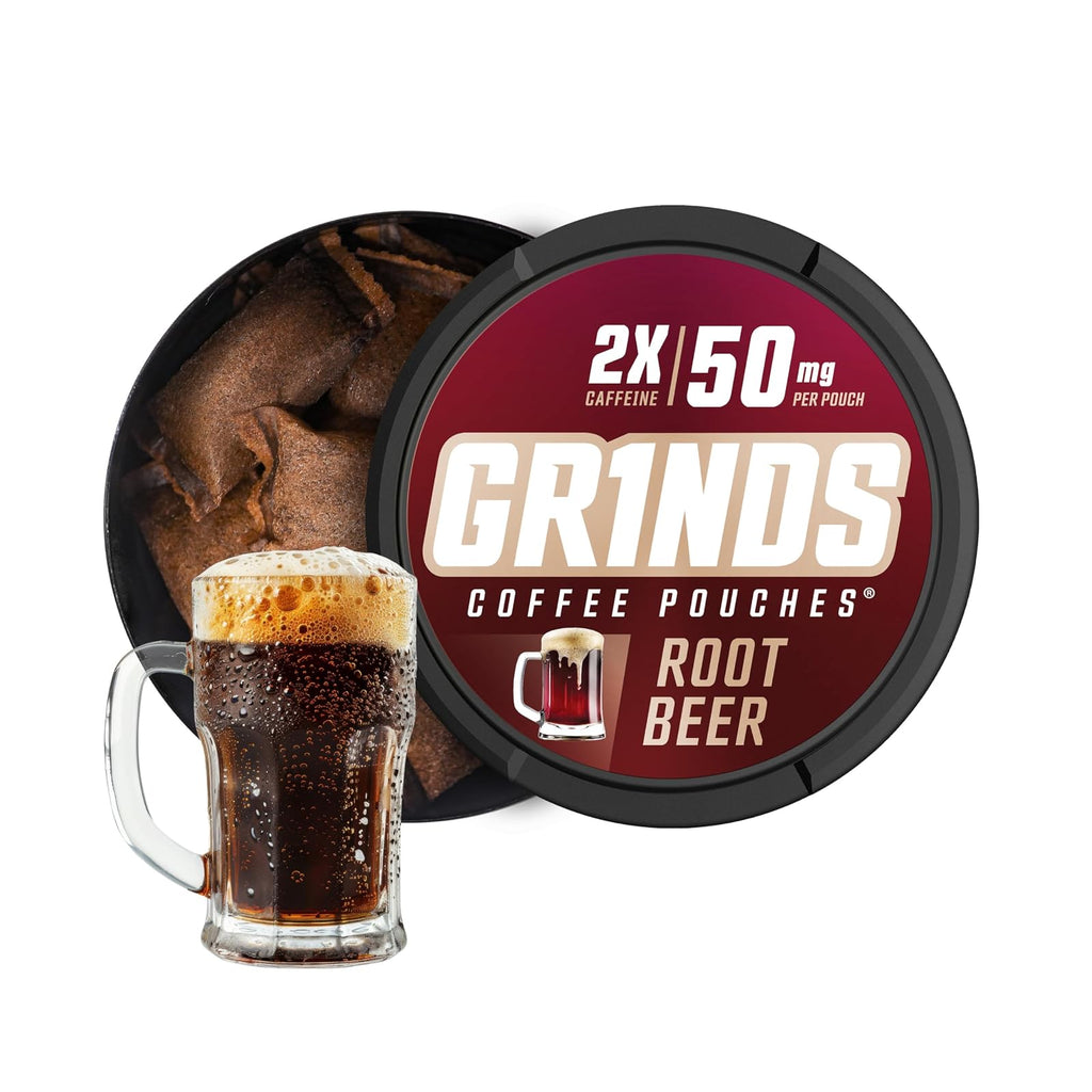 Grinds coffee pouches root beer flavour