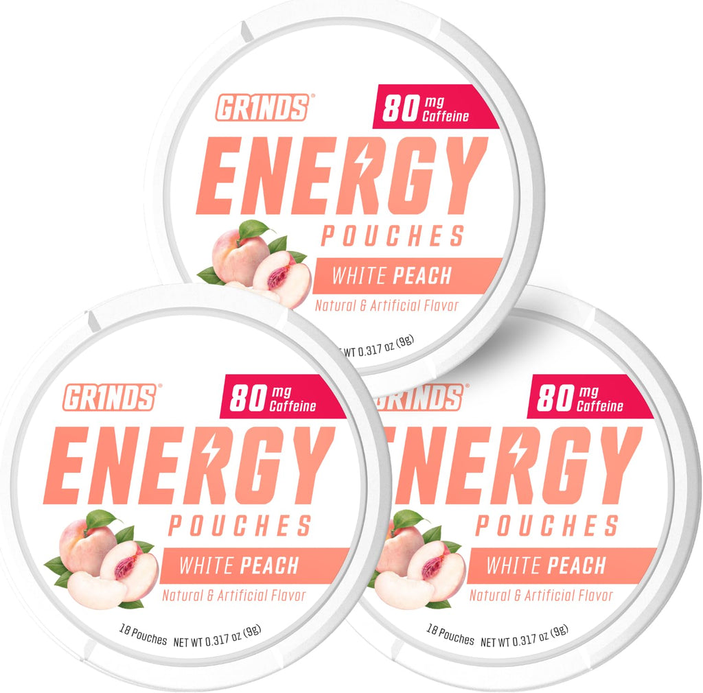 GRINDS energy pouches white peach flavour