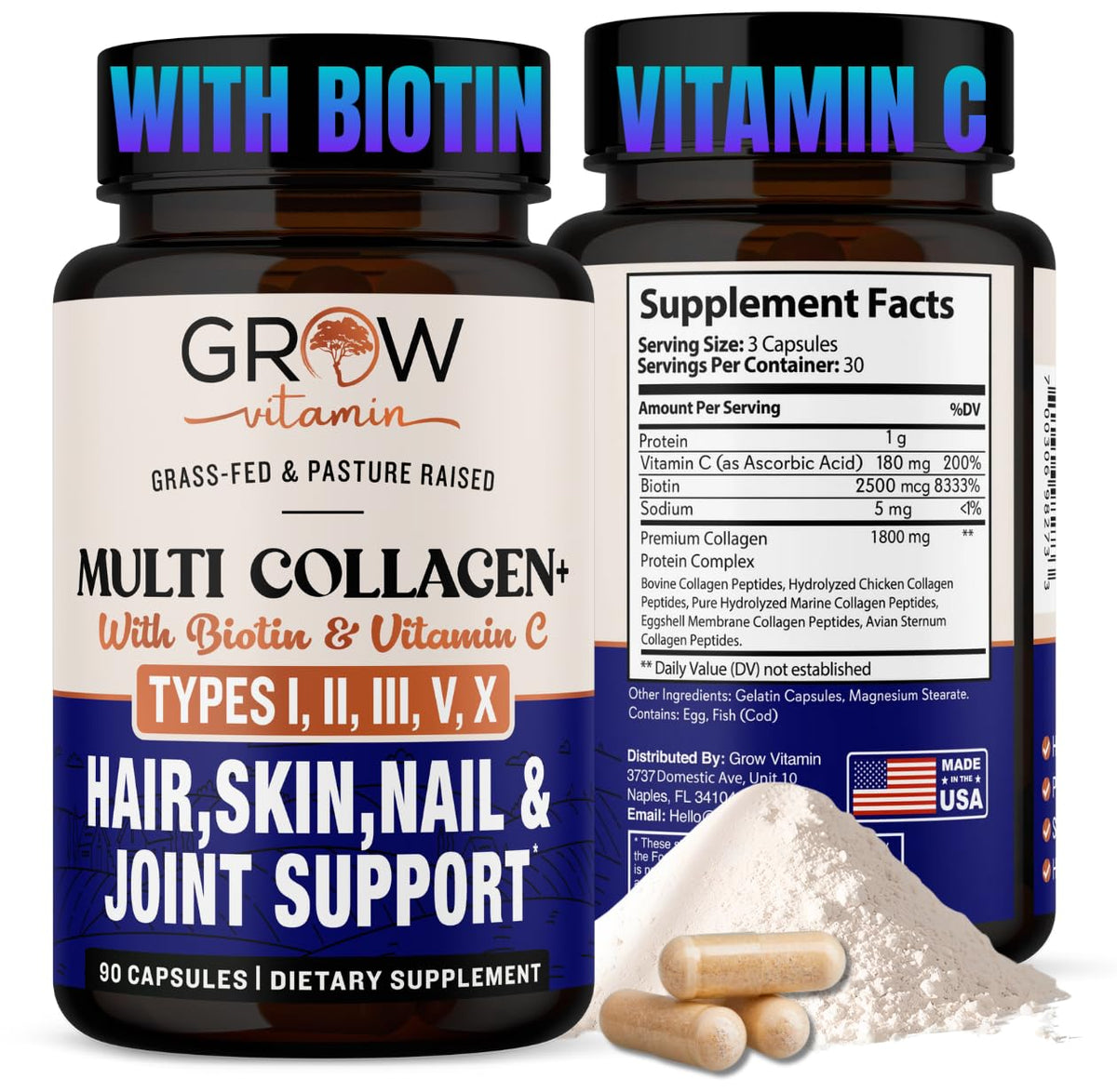 Grow Multi Collagen capsules for beauty