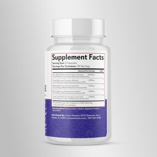 grow vitamin mushroom capsules for focus