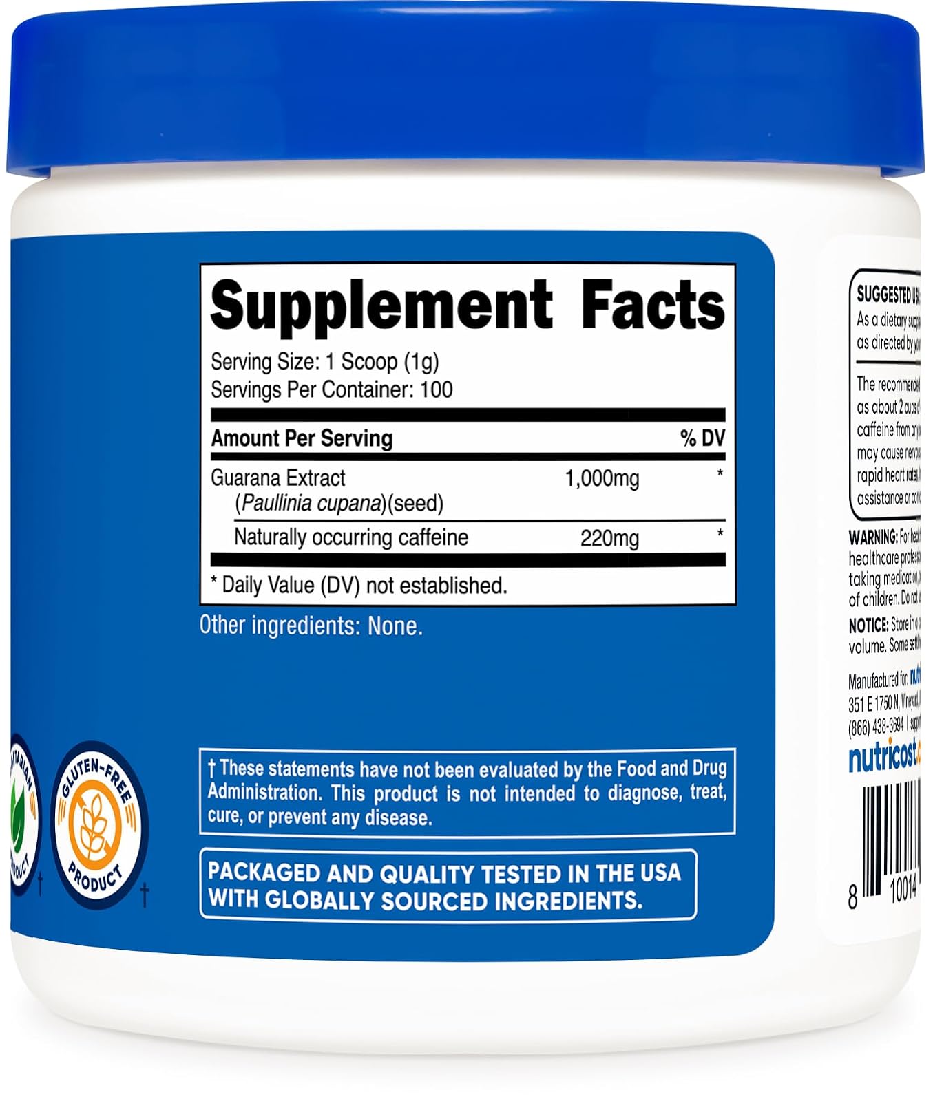 Guarana powder for athletic performance