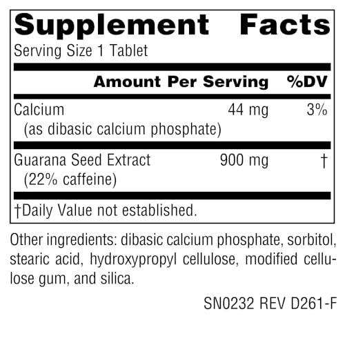 Guarana tablets for enhanced stamina