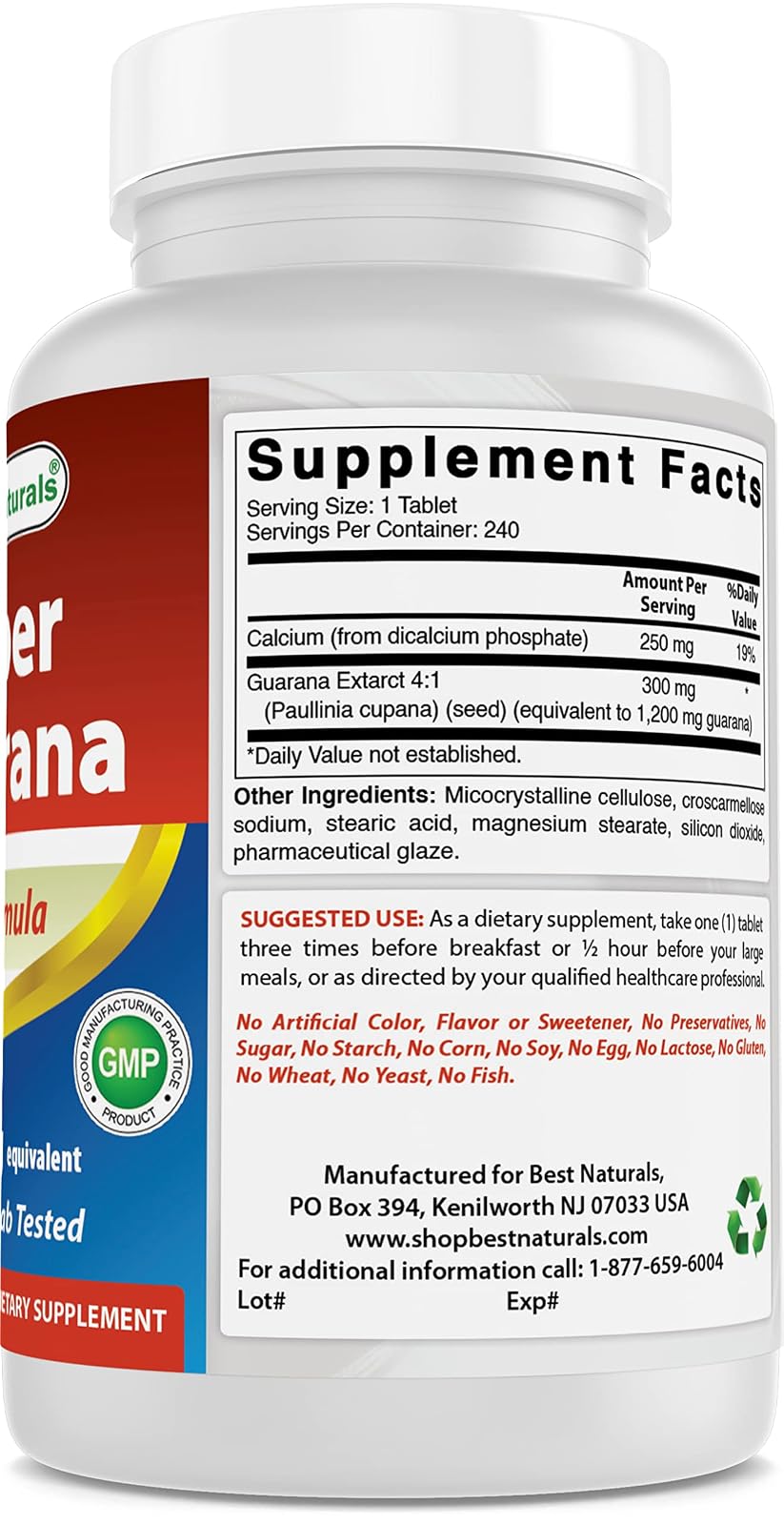Guarana tablets for mental focus