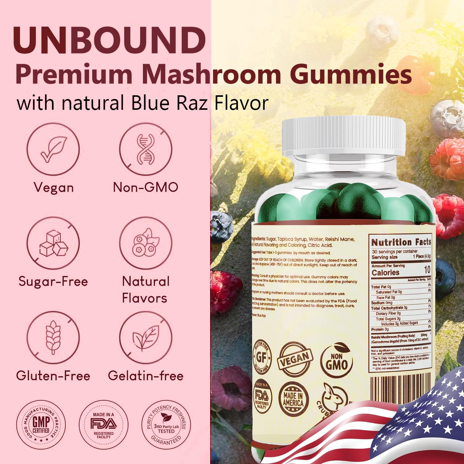 Gummies infused with natural mushroom nutrients