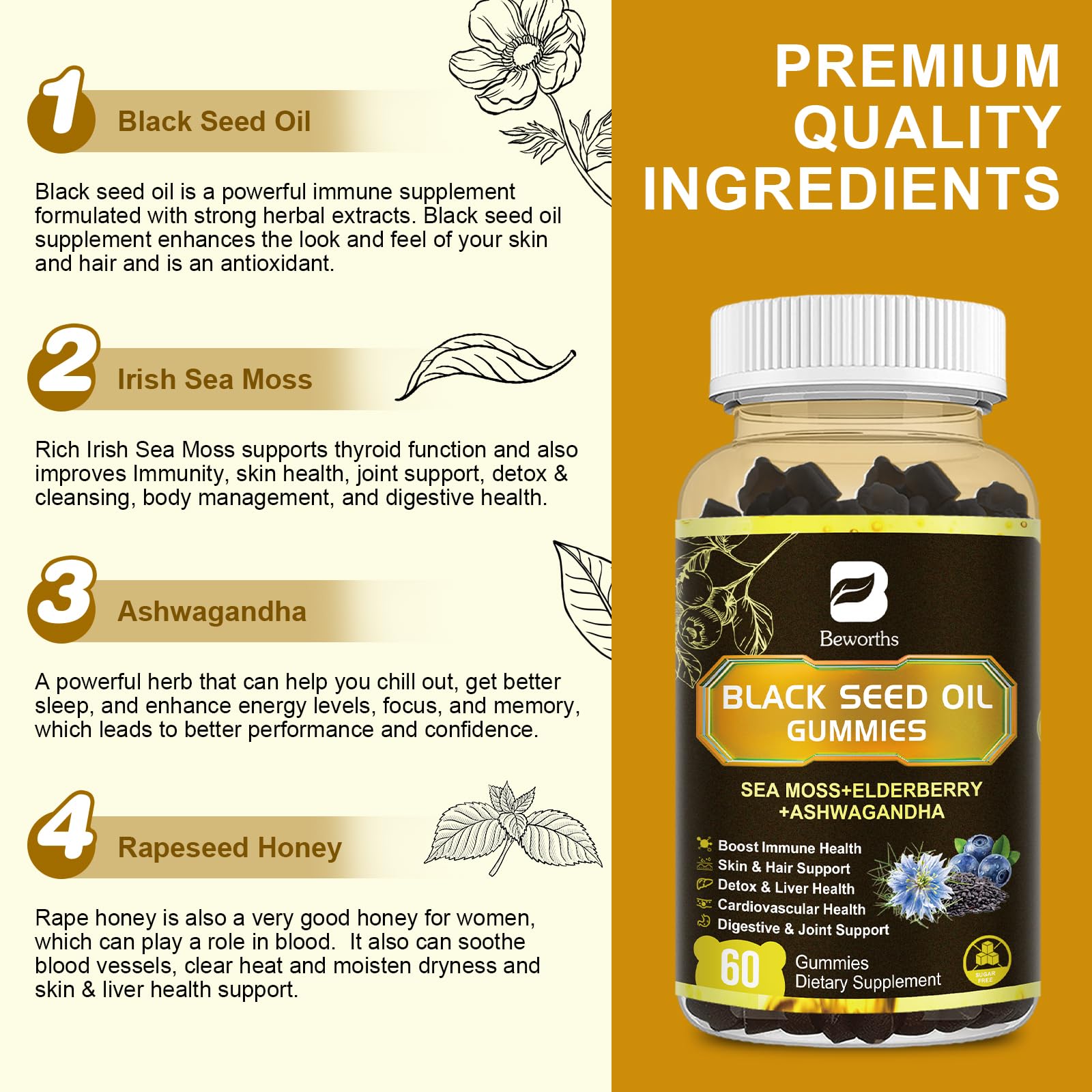 Gummy multivitamin with black seed oil