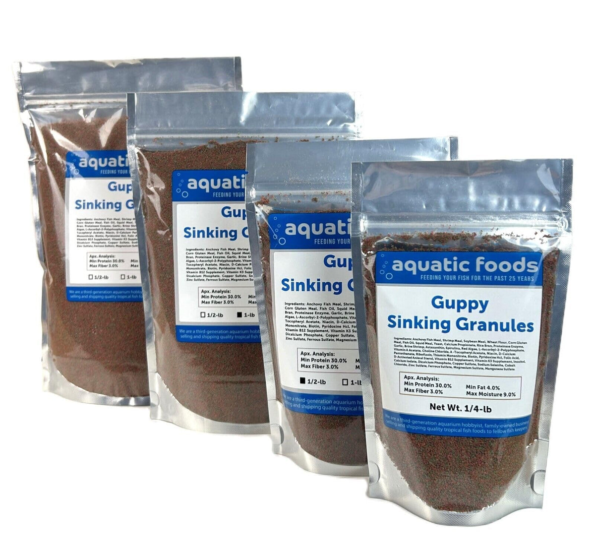 Guppy micro sinking granules for fish