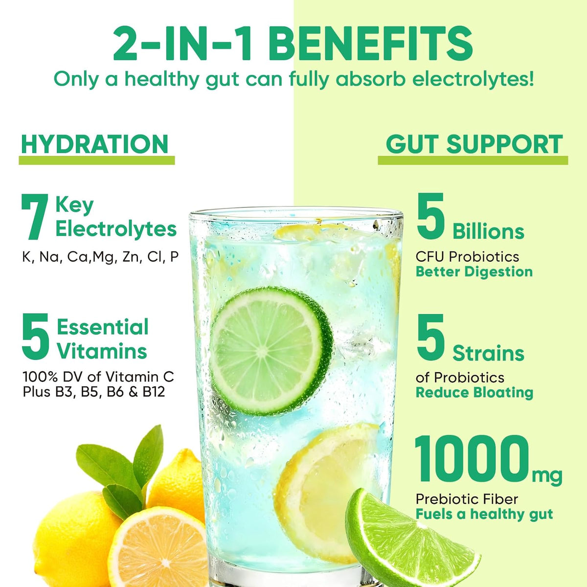 Gut health electrolyte packets for energy